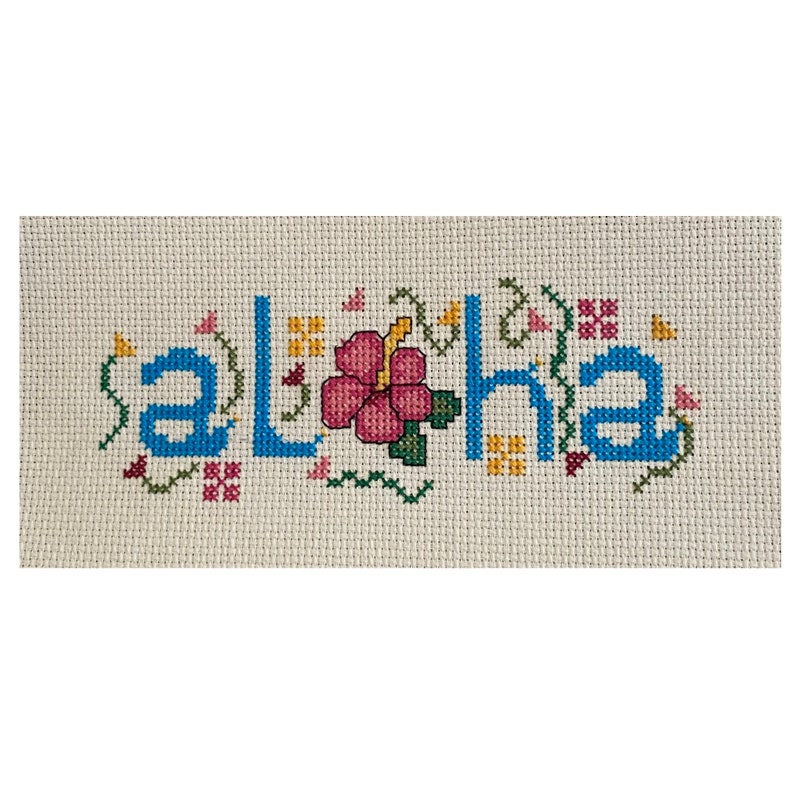 Instant Download Aloha With Flowers Counted Cross Stitch Pattern - Etsy