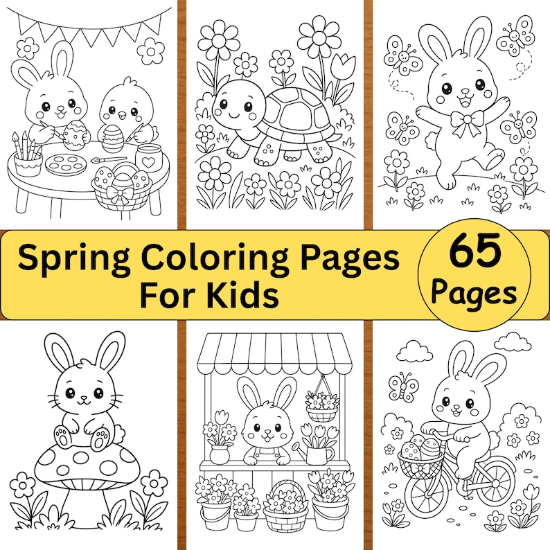 Kawaii Spring Coloring Pages for Kids | Bunnies, Chicks, Flowers (65 ...