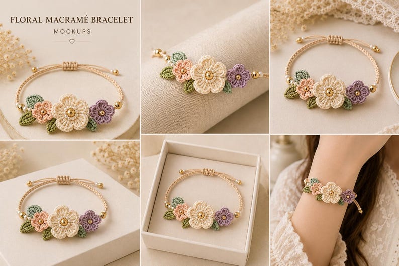 Floral Crochet Bracelet Pattern PDF | Boho Flower Jewelry Tutorial ...