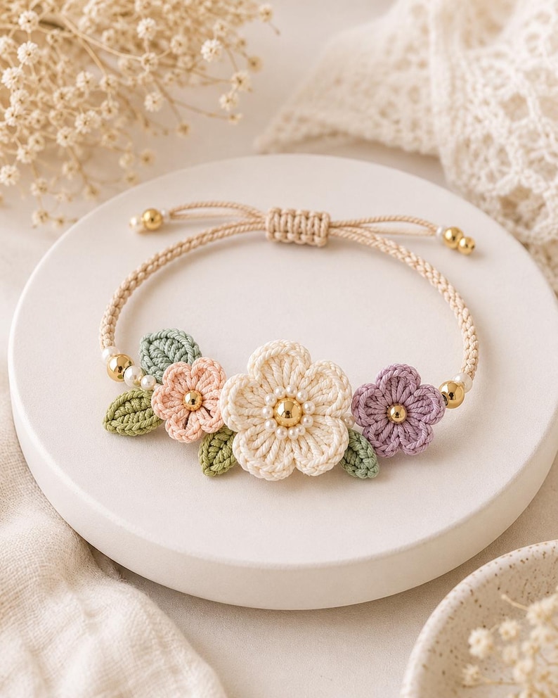 Floral Crochet Bracelet Pattern PDF | Boho Flower Jewelry Tutorial ...
