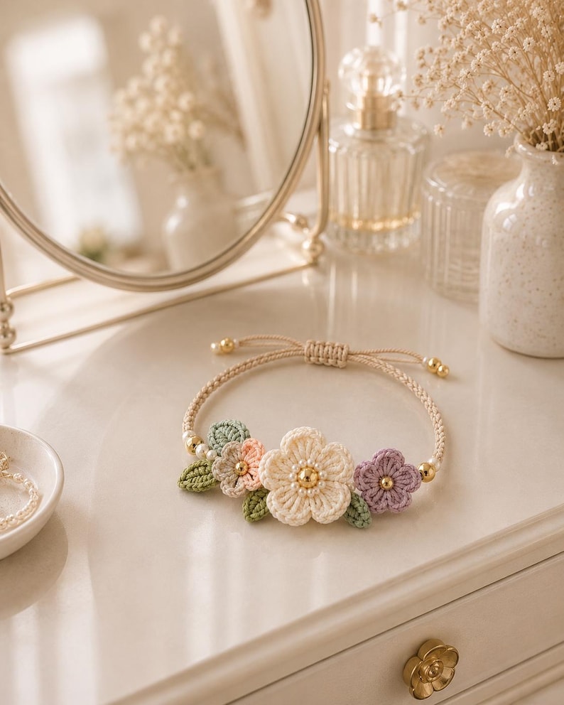 Floral Crochet Bracelet Pattern PDF | Boho Flower Jewelry Tutorial ...