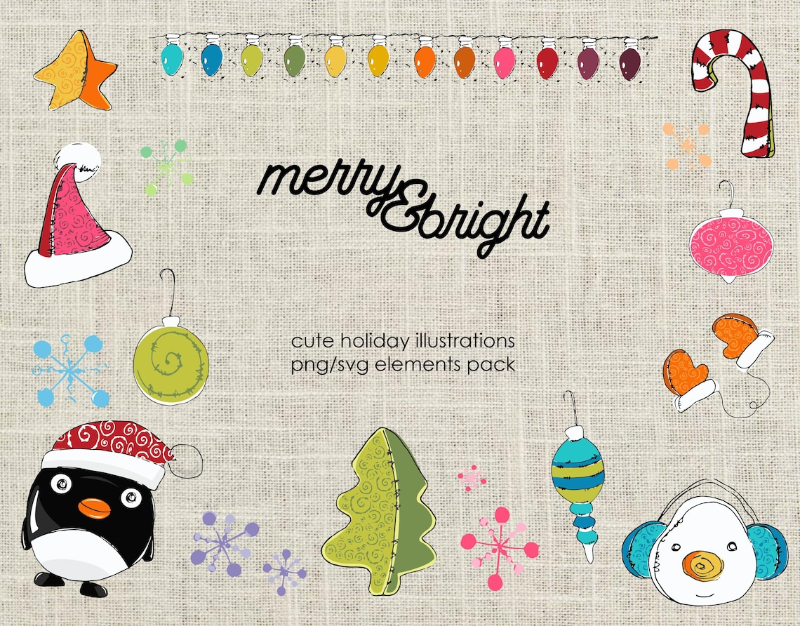 Winter Clipart Cute Holiday Clip Art Hand Drawn Icons Cute ...