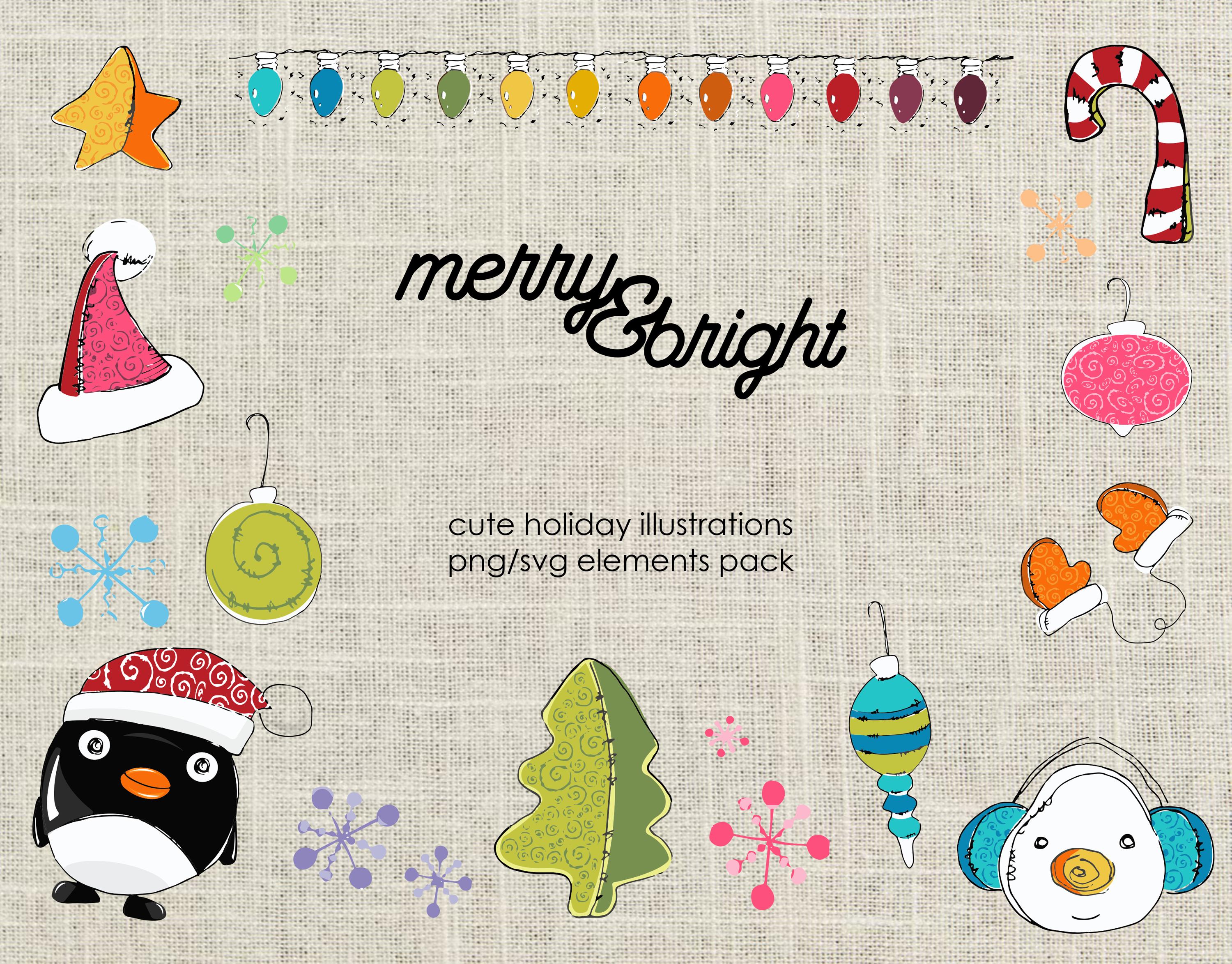 Winter Clipart Cute Holiday Clip Art Hand Drawn Icons Cute ...