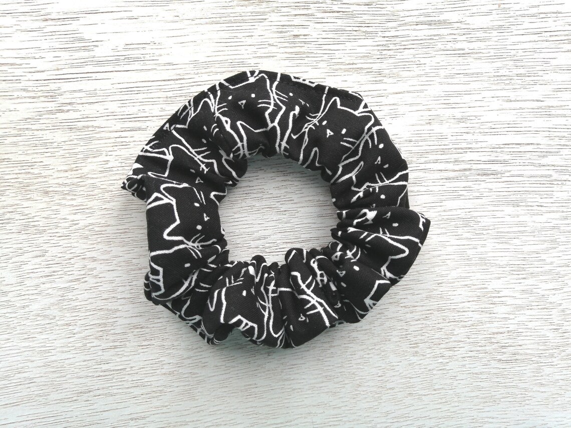 Cat Scrunchie White Scrunchie Black Scrunchie Hair - Etsy