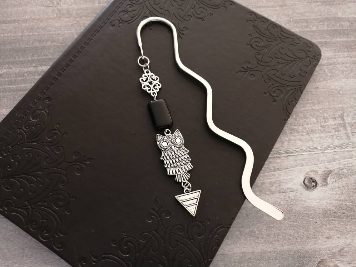 Owl Bookmark Boho Bookmark Geometric Bookmark Black | Etsy