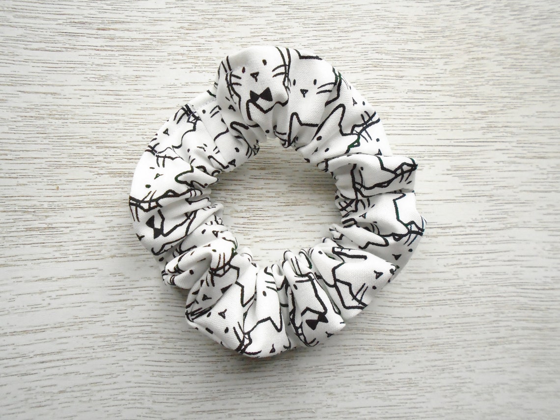 Cat Scrunchie White Scrunchie Black Scrunchie Hair - Etsy