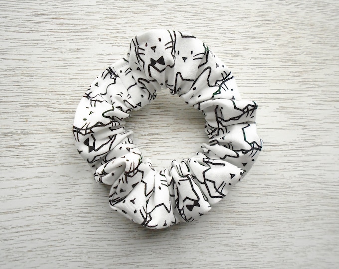 Cat Scrunchie, White Scrunchie, Black Scrunchie, Hair Scrunchie, Cat ...