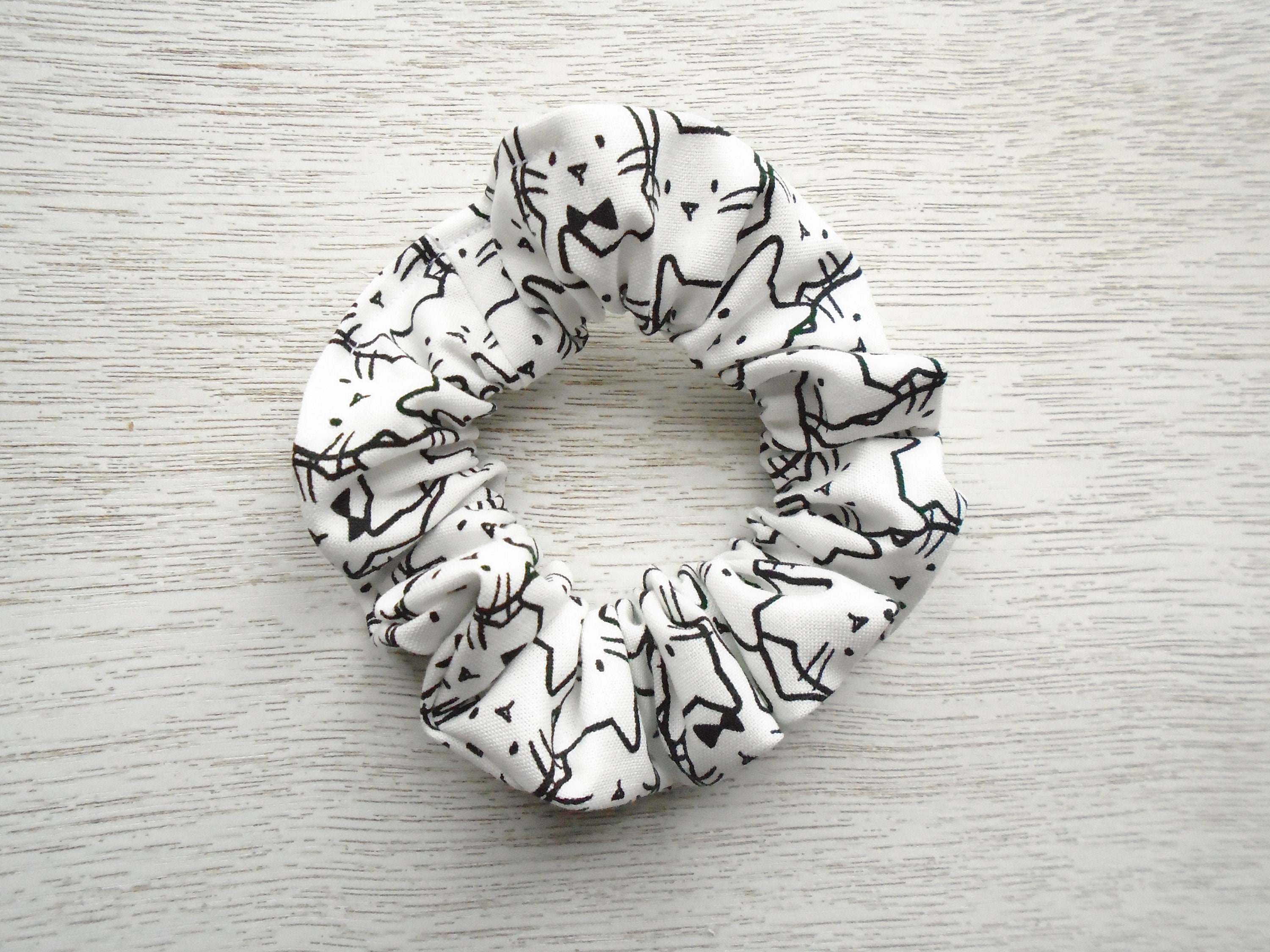 Cat Scrunchie White Scrunchie Black Scrunchie Hair - Etsy