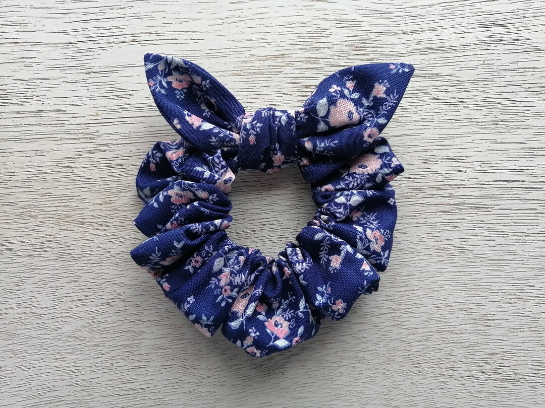 Bow Scrunchie, Hair Scrunchie, Blue Hair Scrunchie, Floral Scrunchie ...