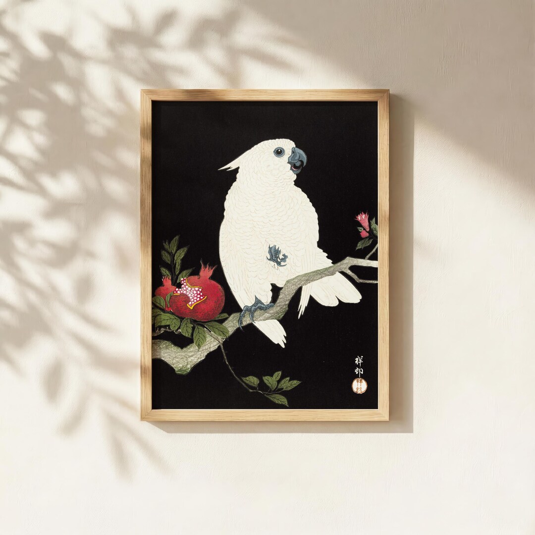 Cockatoo Art Print - Vintage Japanese Woodblock Print - Cockatoo and ...