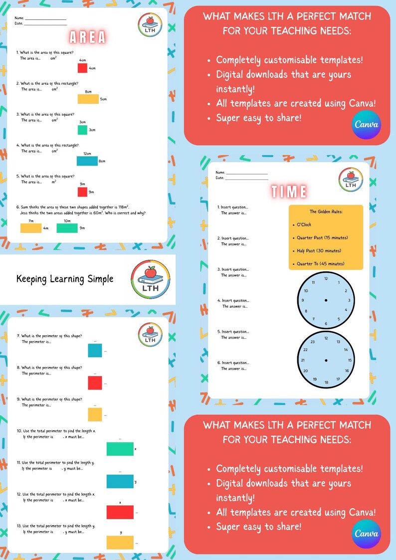 Digital Templates for School/learning KS2 Maths: Area and Perimeter ...