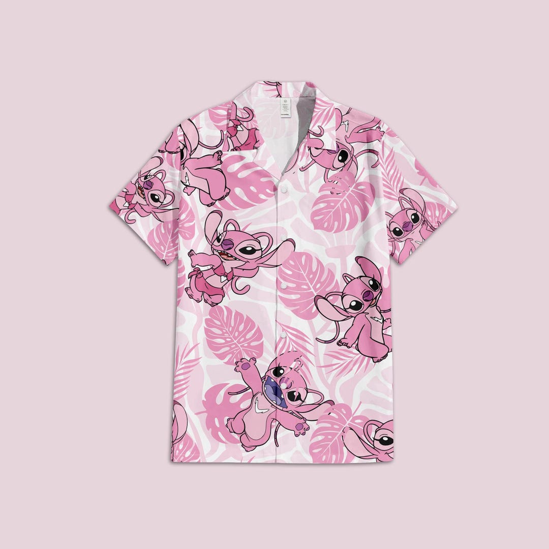 Angel Lilo & Stitch Tropical Leaf Hawaiian Shirt, Disney Summer ...