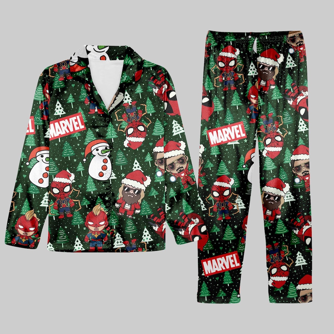 Marvel Christmas Pajamas Set Deadpool Spiderman Ironman Christmas ...