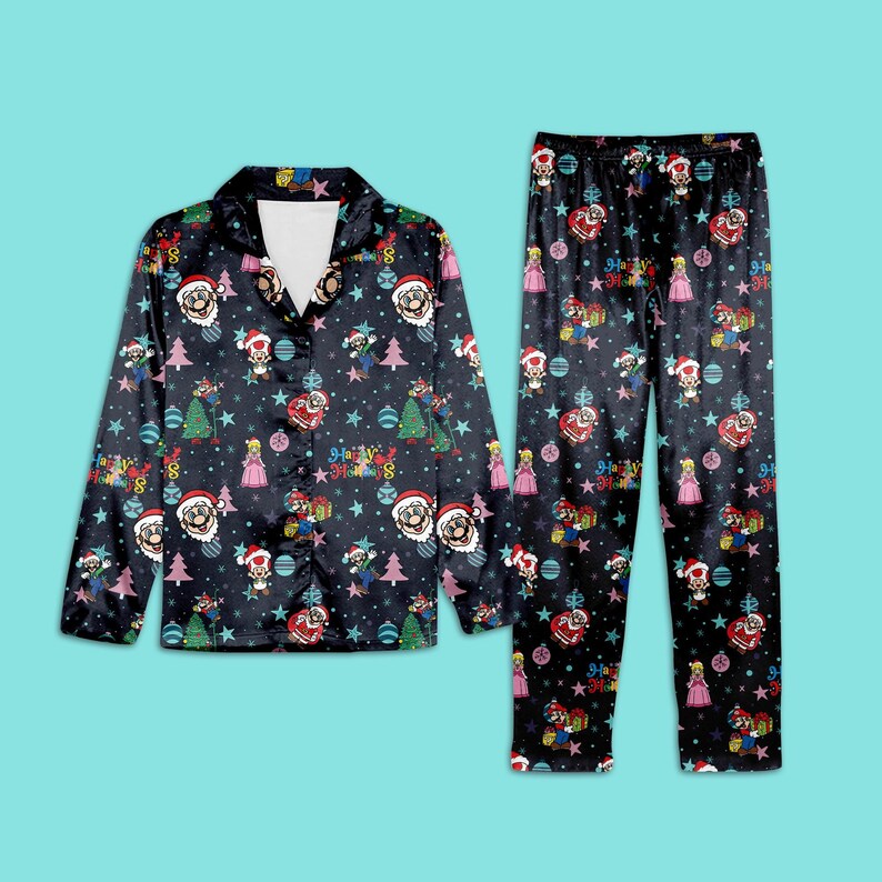 Super Mario Happy Holiday Pajamas Set Mario Pajamas Princess Peach ...