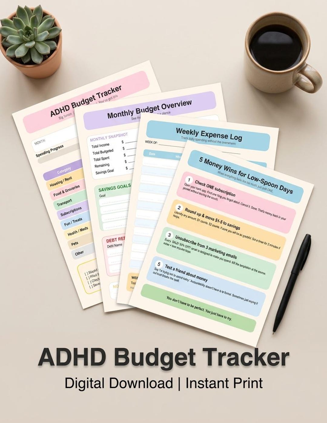 ADHD Budget Tracker | Neurodivergent Money Planner PDF (digital ...