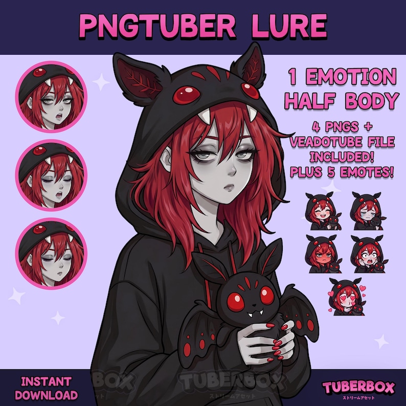 Female Pngtuber - Emo Premade Pngtuber Girl With Emotes - PNG Tuber ...