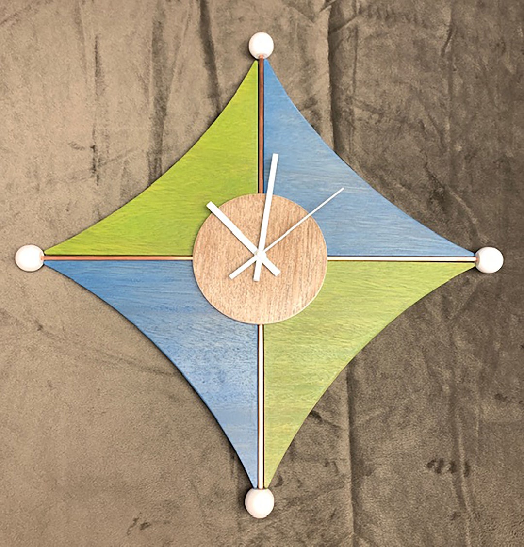 Mid-century Modern Sail Clock,mcm Inspired Clock Handmade,battery ...