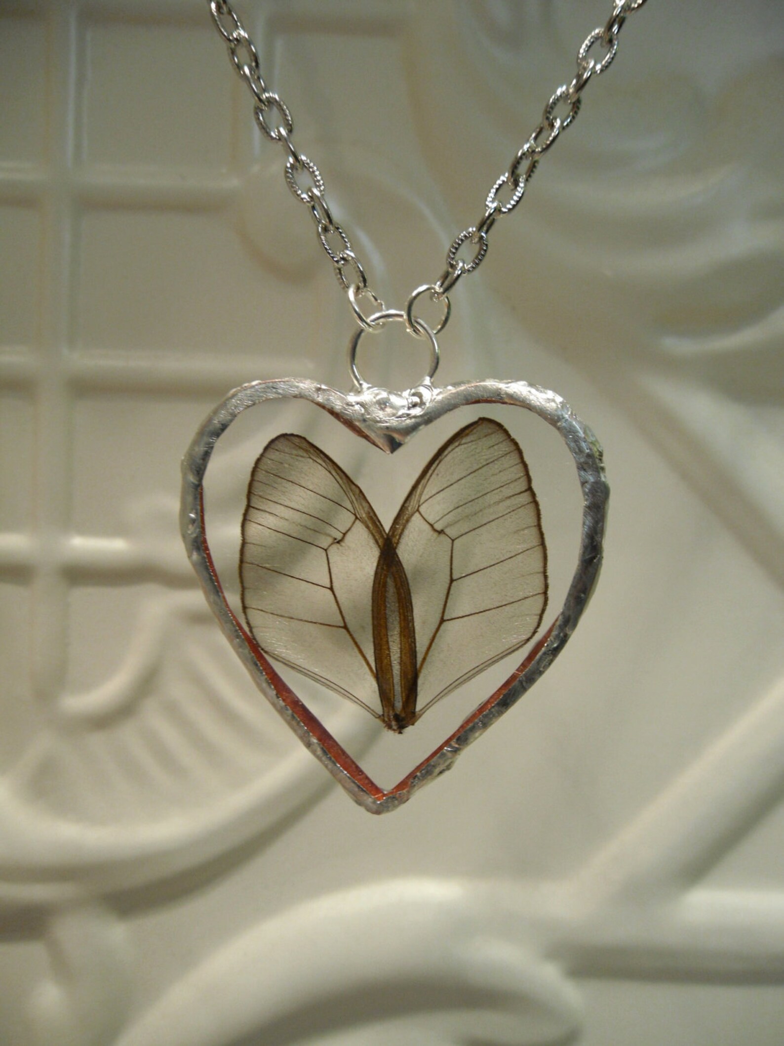 Heart Shaped Real Butterfly Wing Necklace | Etsy