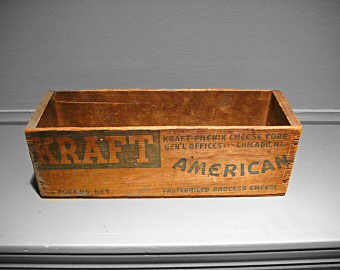 Vintage Kraft Cheese Box Wooden kraft 1950's Wooden Home Decor Old ...