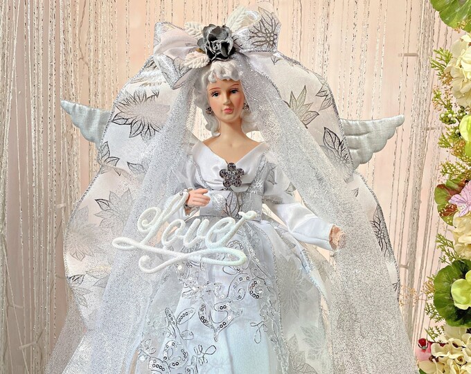 White Angel Treetopper "christmas Love", Large 18 Inch Tall Angel Tree ...