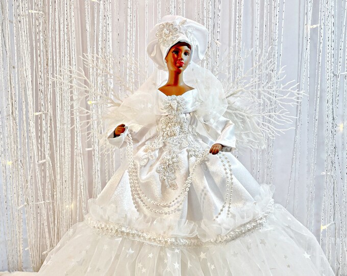 Large Mantle Sized Black Christmas Angel, All White African American ...