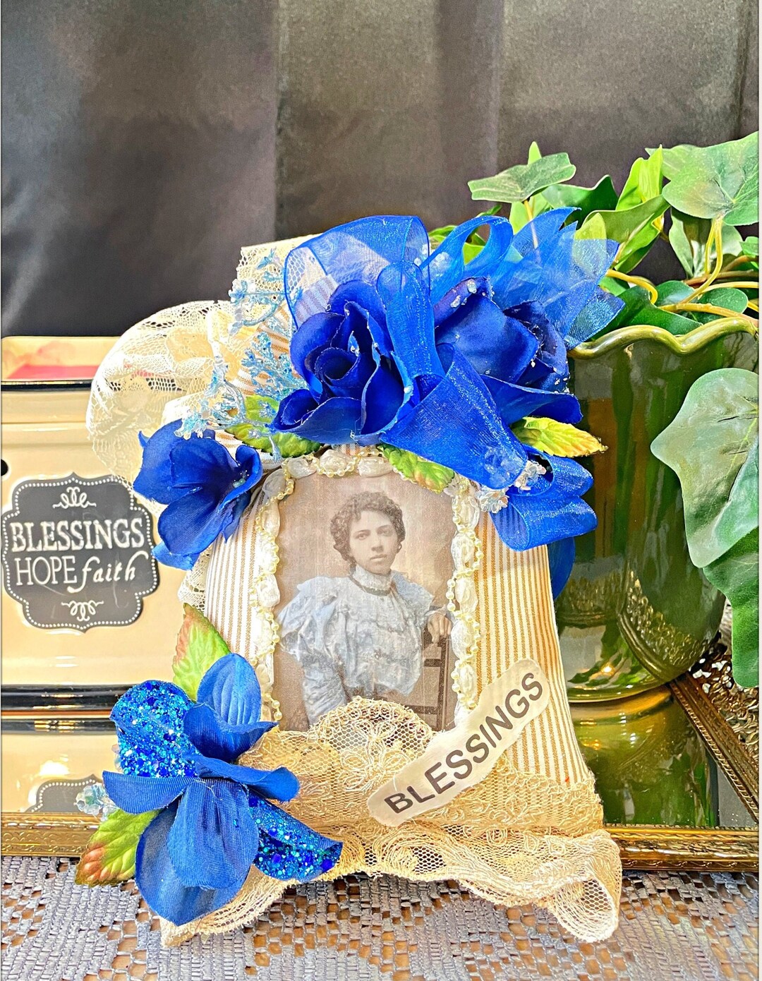 Handmade Royal Blue Sachet: Victorian African American Woman Home Decor ...