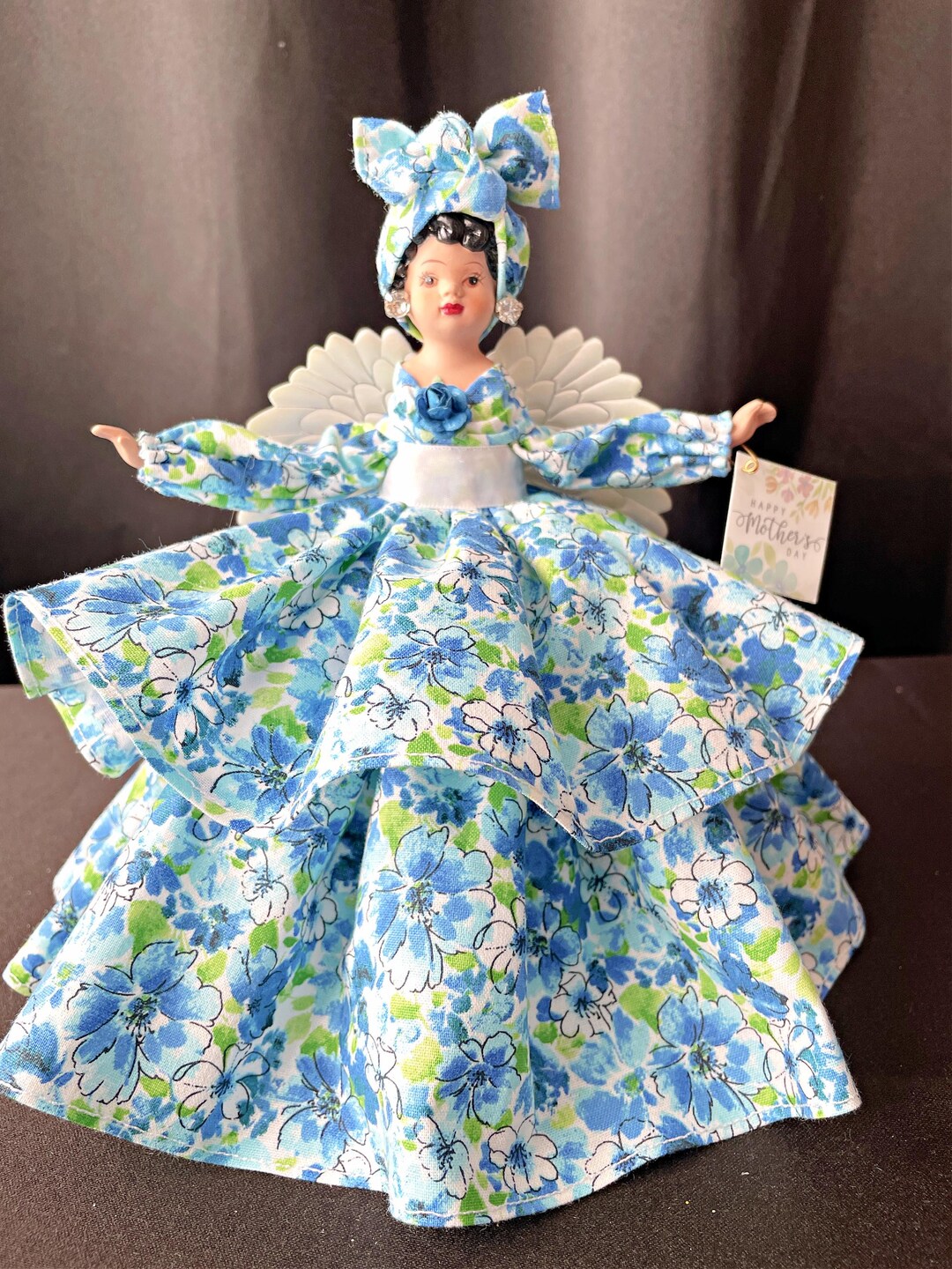 Blue Miniature Angel Tree Topper Carribean Inspired Collectible Creole ...