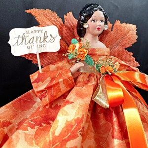 African American Thanksgiving Angel Treetopper, Fall Season Angel ...