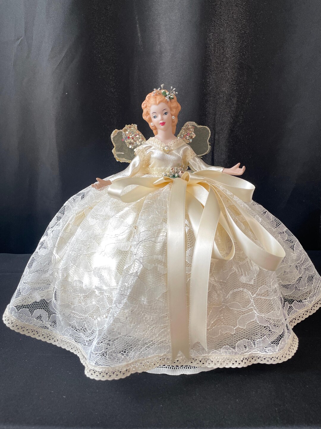 Victorian Pin Cushion Angel Boudoir Doll: Ivory Lace Jewelry Holder ...