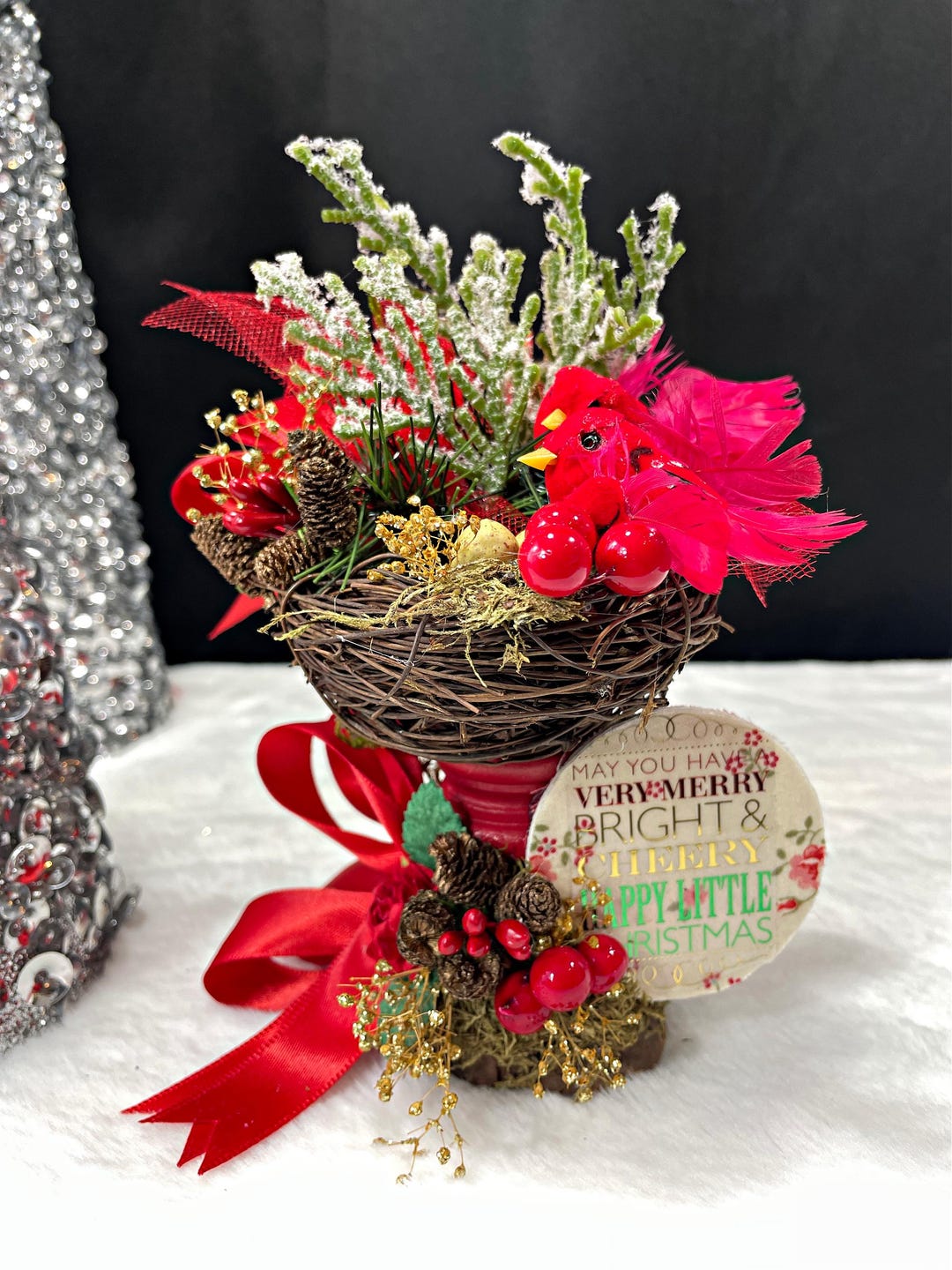 Red Miniature Centerpiece With Little Red Birds, Mother's Day Gift ...