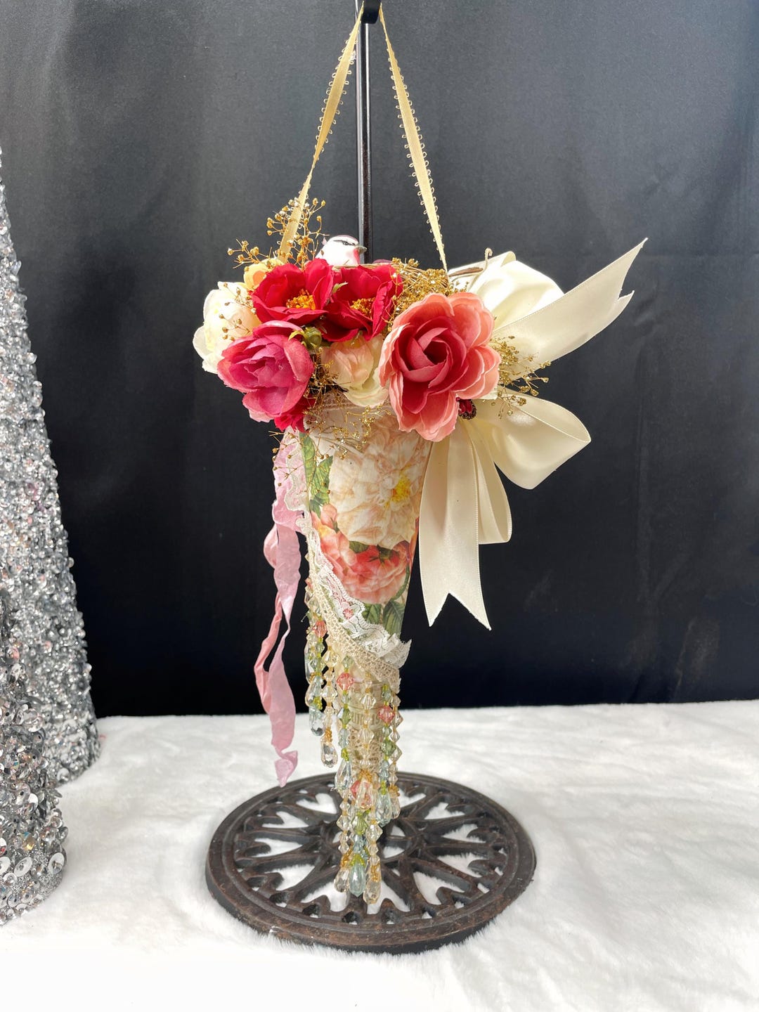 Handmade Victorian Tussie Mussie: Pink Flower Cone Home Decor - Etsy