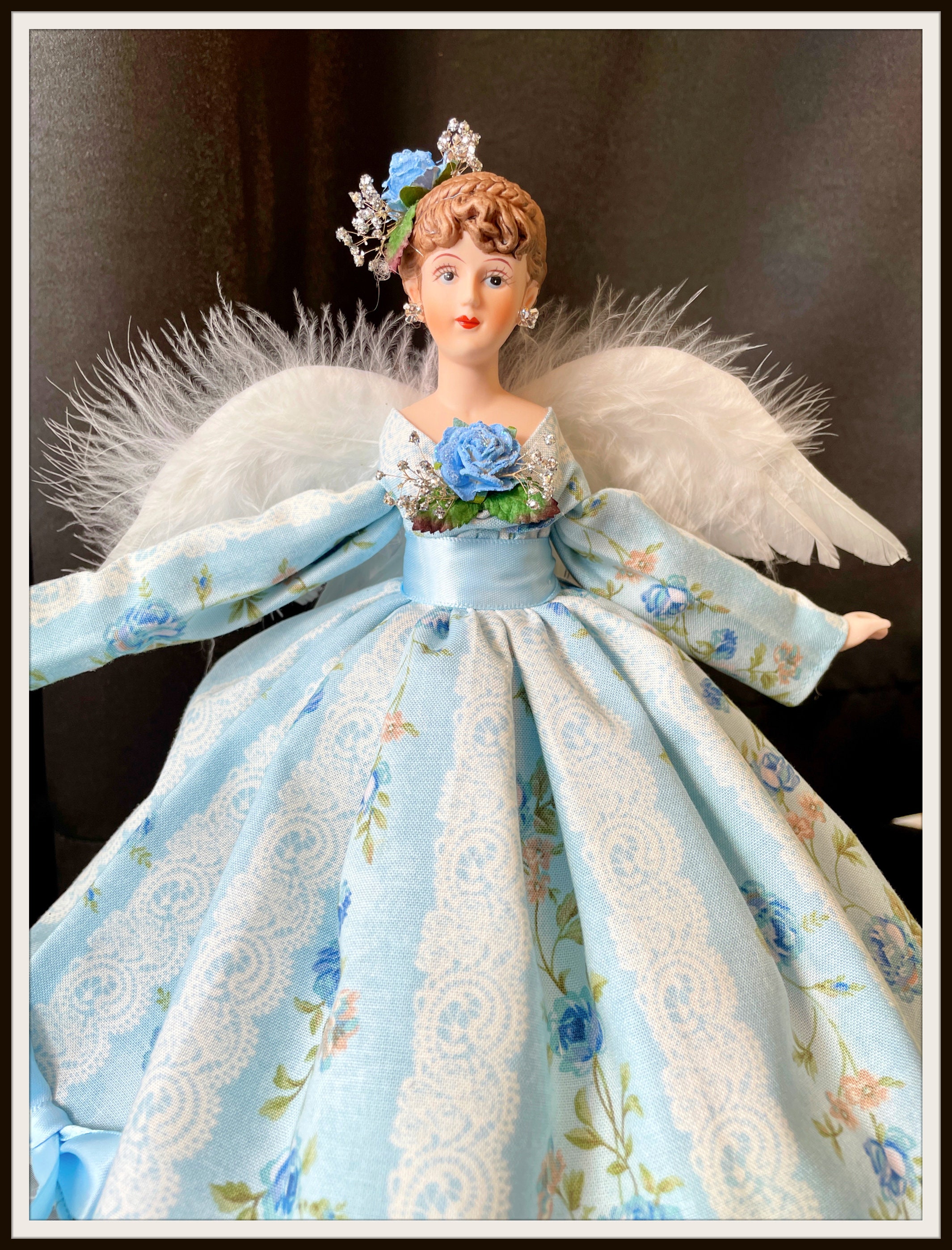 Victorian Angel Tree Topper Christmas Angel Brunette Blue - Etsy.de