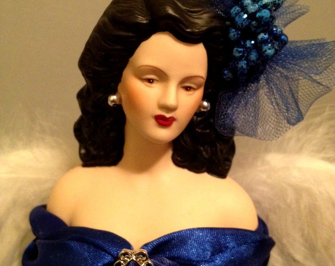 Tree Top Angel Royal Blue and Silver Dark Haired Angel Christmas Angel ...