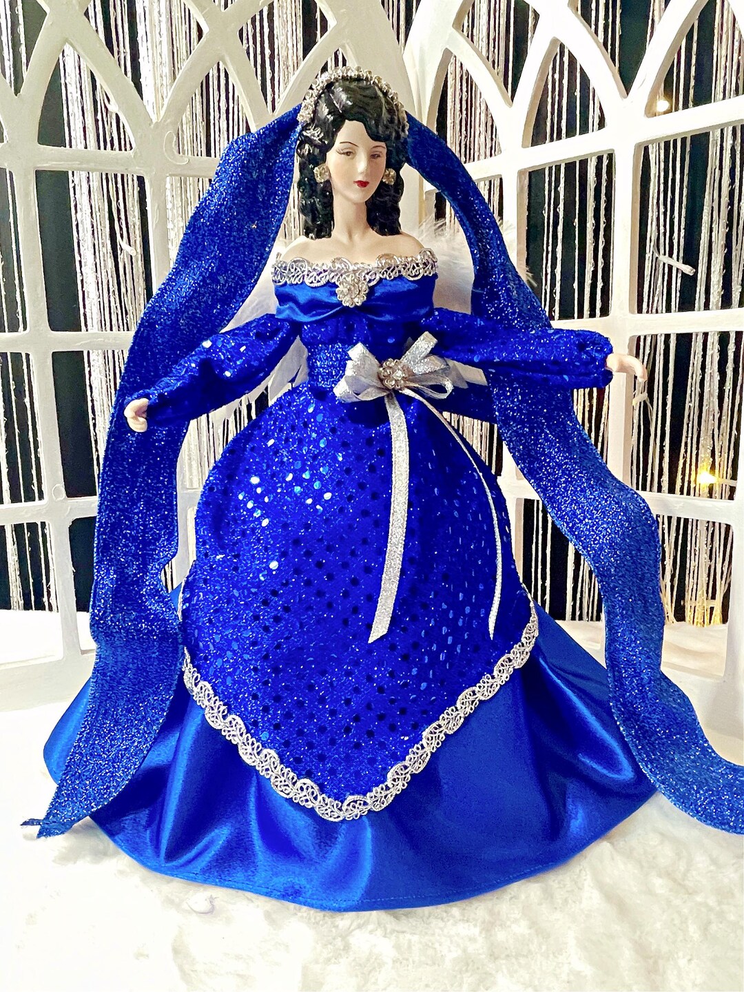 Royal Blue Christmas Angel With Dark Hair Latina Inspired Angel Gift ...