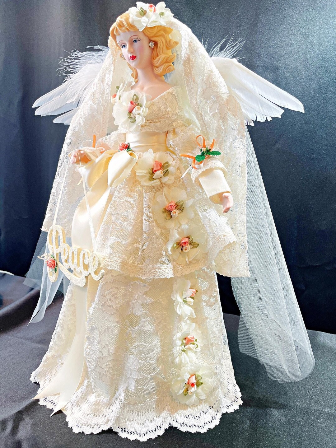 Mantle Sized Victorian Inspired Christmas Angel in Ivory Lace With ...