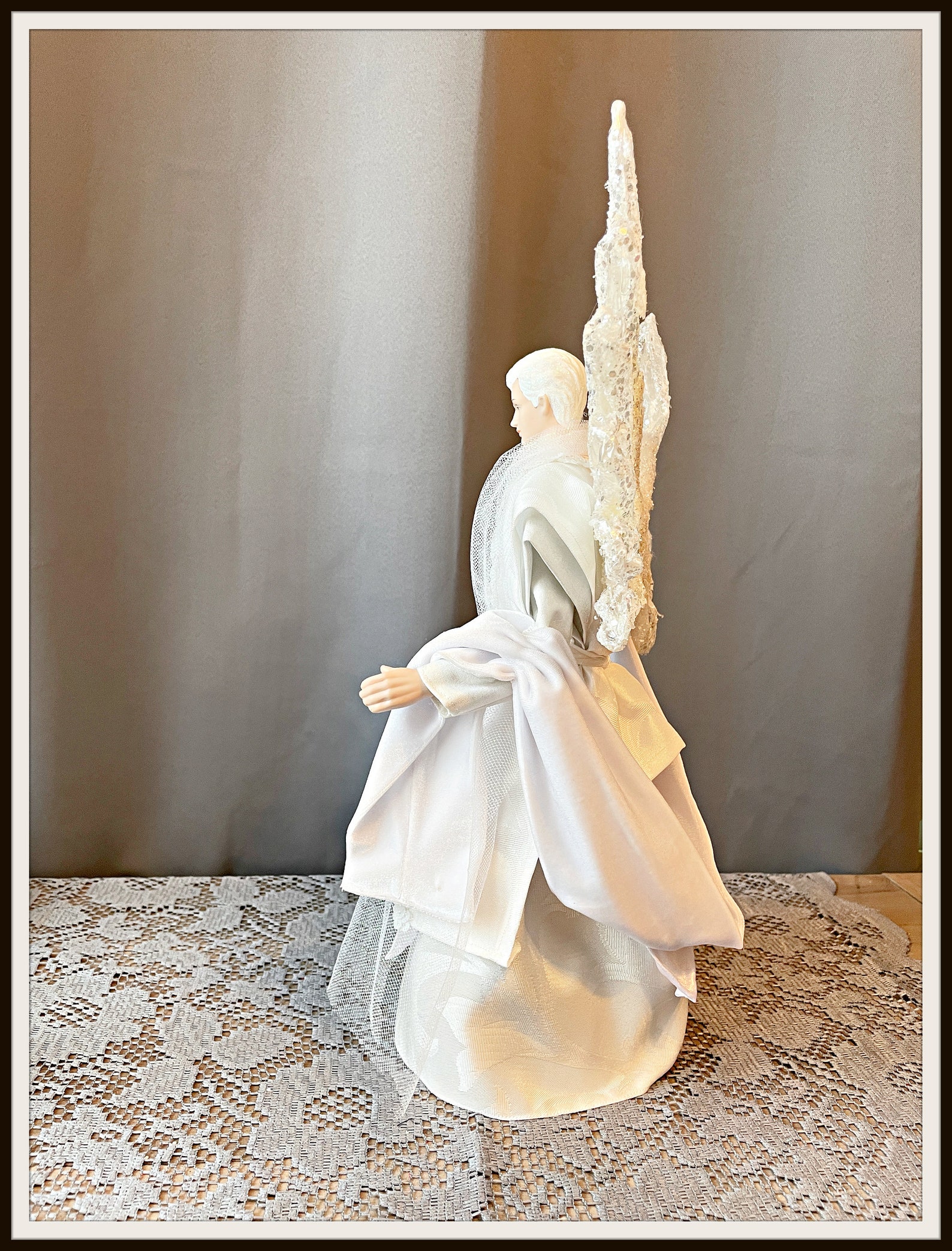 Male Angel Tree Topper Winter Blessings All White Christmas | Etsy