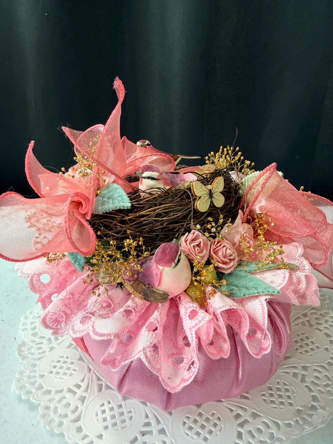 Pink Victorian Sachet, Gardenia Fragrance, Birds Nest Decor, Feminine ...