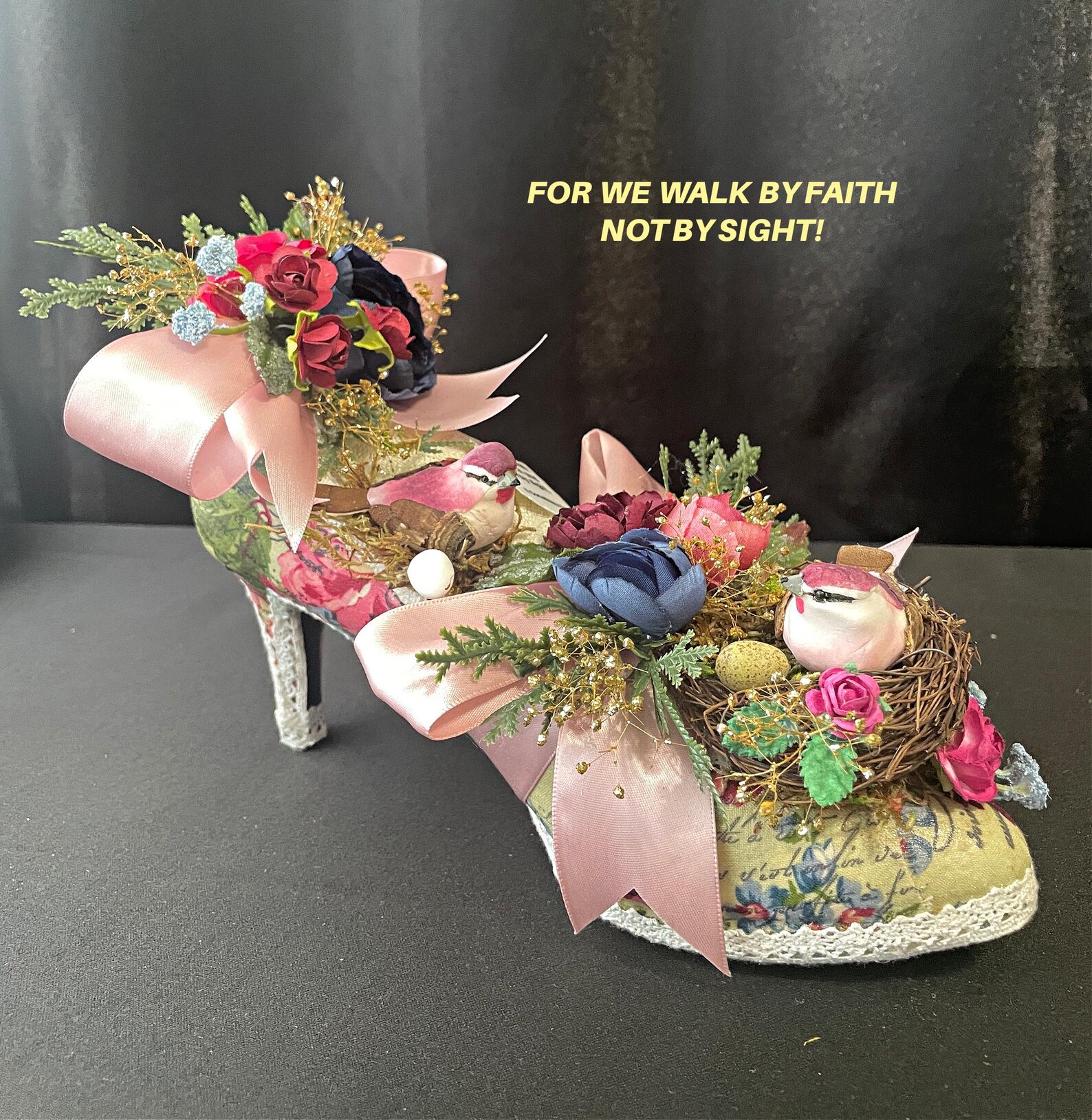 Victorian Shoe Floral Centerpiece: Cottage Chic Shabby Pink Home Decor ...