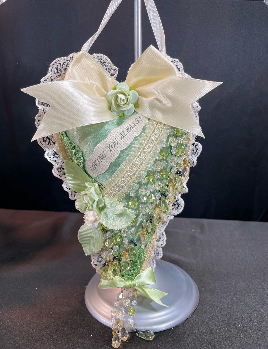 Green Heart Sachet Gift for Her Home Decor Victorian Inspired Sachet ...