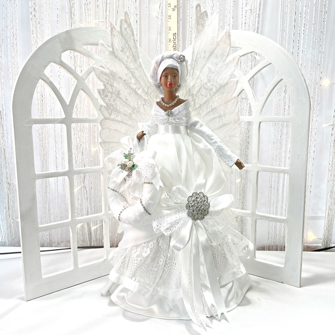 All White Black Christmas Angel Mantle Sized Home Decor, 22 Inch ...