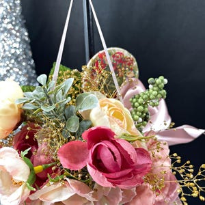 Victorian Tussie Mussie Pink Butterfly Christmas Ornament Flower Cone ...