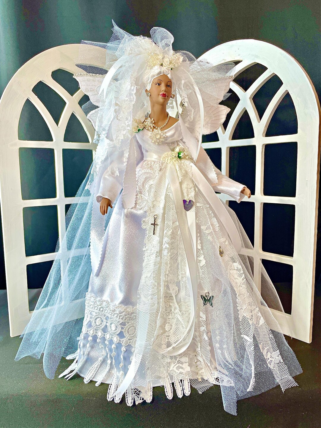 African American All White Elegant Angel for Home and Holiday Decor ...