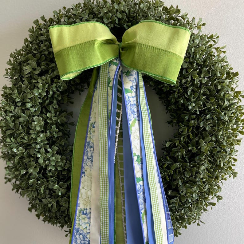 Hydrangea Ribbon Bundle - Ribbon Set for Summer - Blue and Green Wreath ...