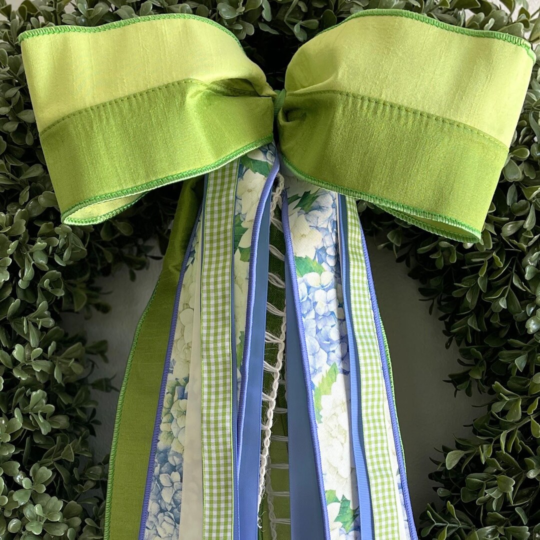 Hydrangea Ribbon Bundle - Ribbon Set for Summer - Blue and Green Wreath ...