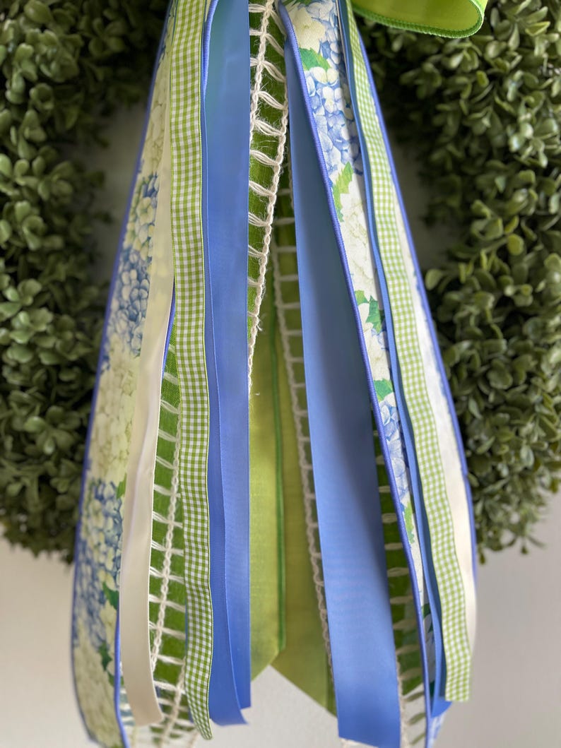 Hydrangea Ribbon Bundle - Ribbon Set for Summer - Blue and Green Wreath ...