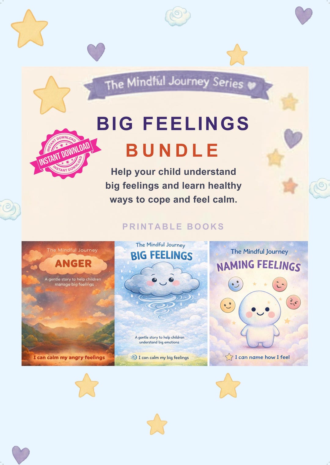Printable Big Feelings Bundle for Kids | Anger, Naming Emotions ...