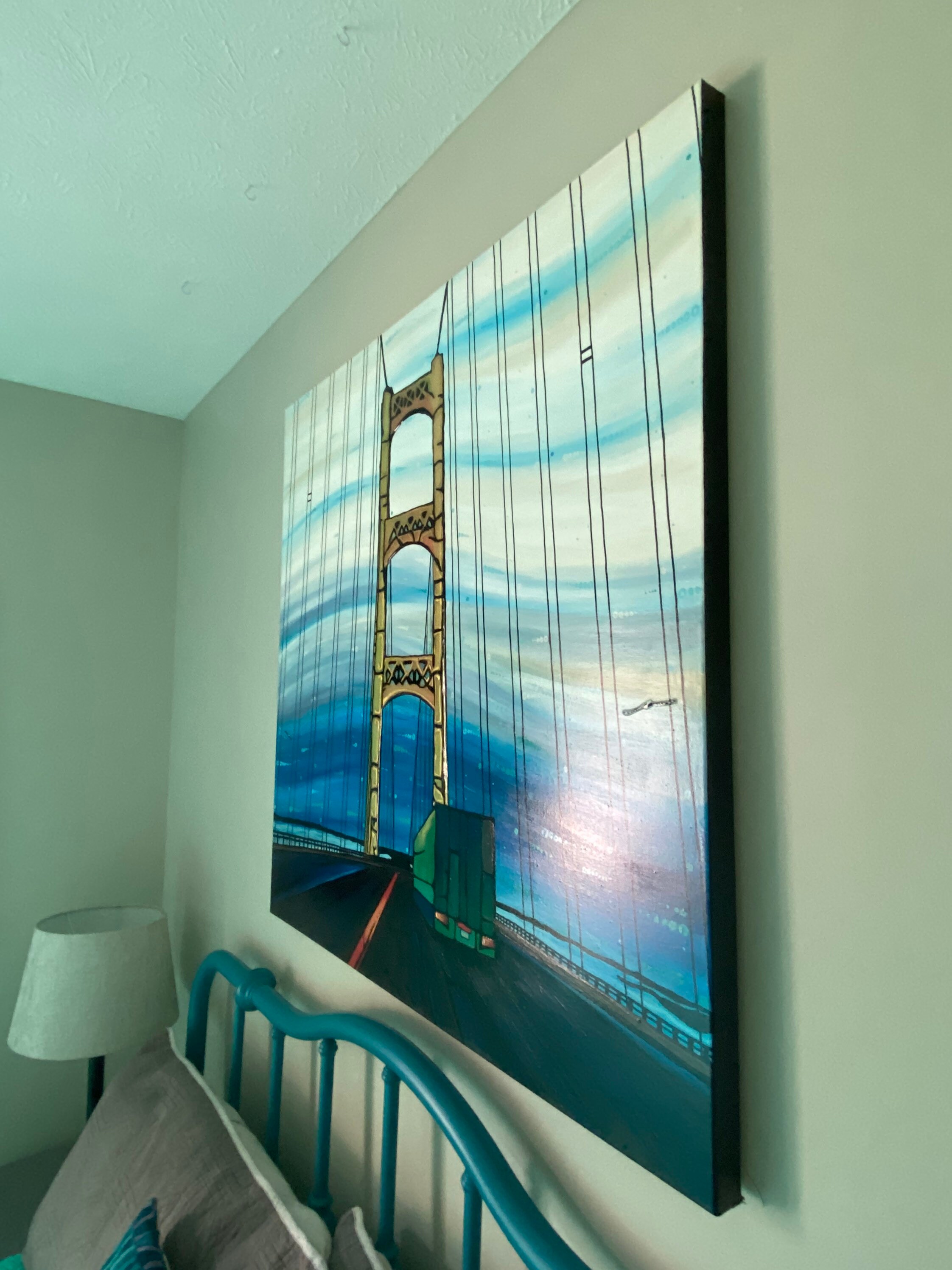 The Kraken Bridge 36x36 Mackinaw Bridge Painting - Etsy