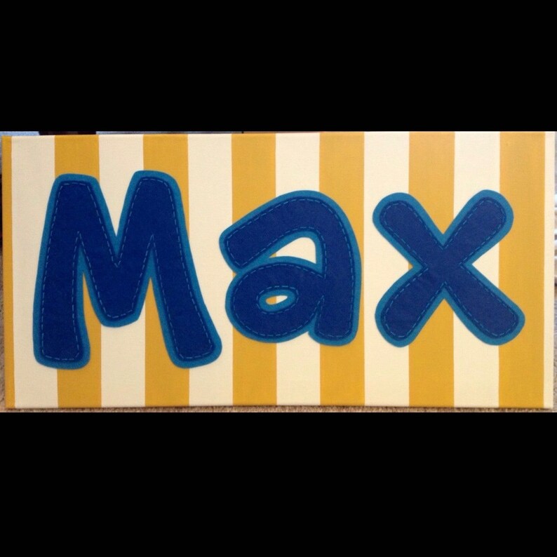 Art - Personalized Word or Name in Felt on Painted Canvas - Etsy
