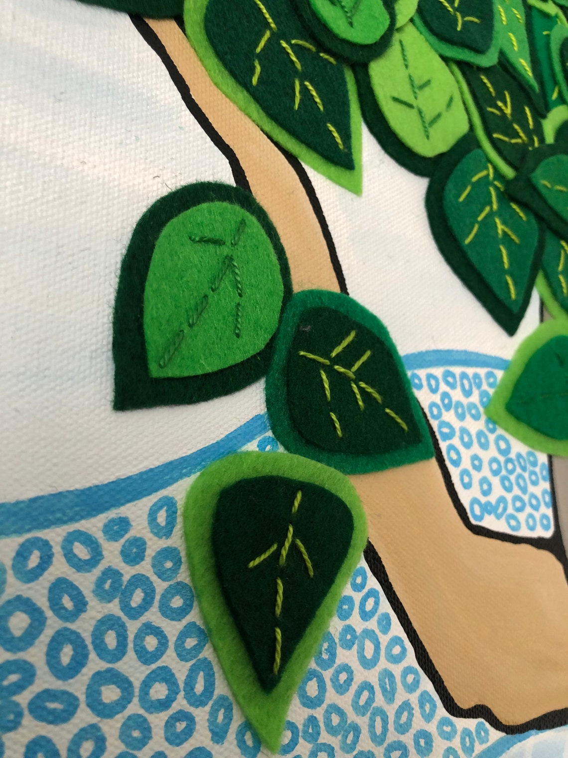 Two Trees Acrylic Painting on Canvas with Felt Appliques | Etsy