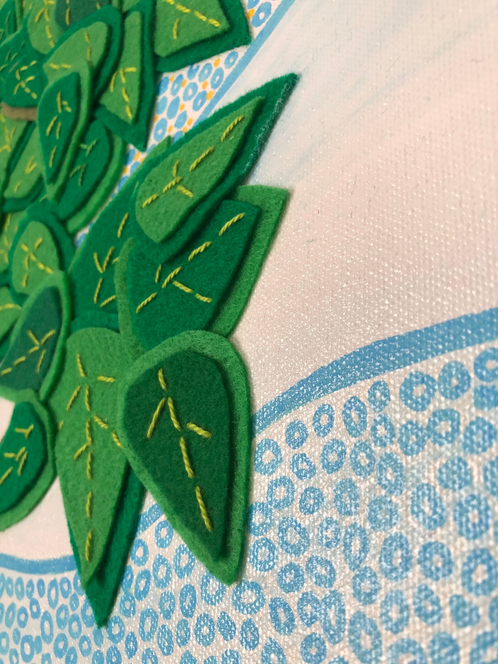 Two Trees Acrylic Painting on Canvas with Felt Appliques | Etsy